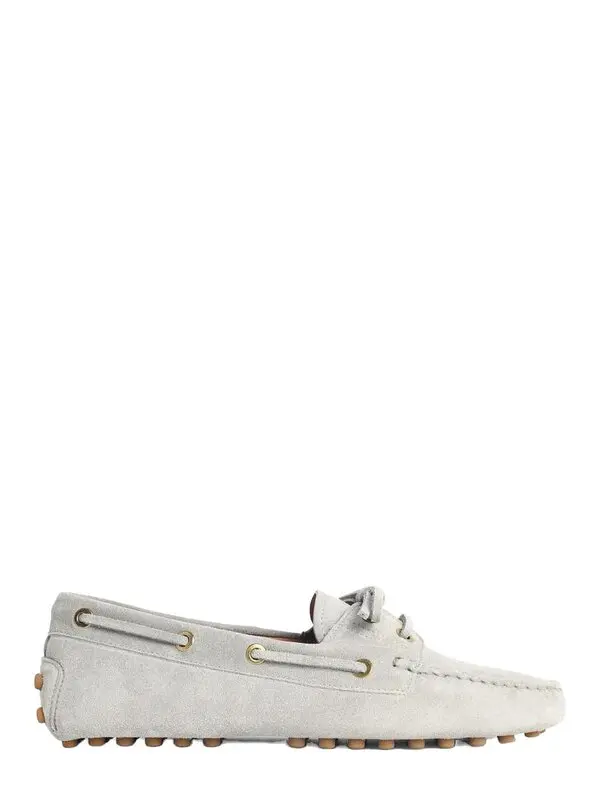 TOD'S Grey Suede Gommino Boat Loafers - Gray