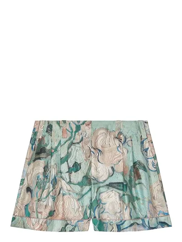 Givenchy Shorts With Brushstroke Rose Print - Green