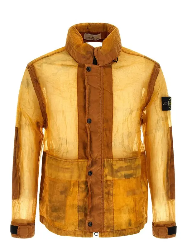 Stone Island Monofilament Mesh Jacket With Camouflage Effect - Orange