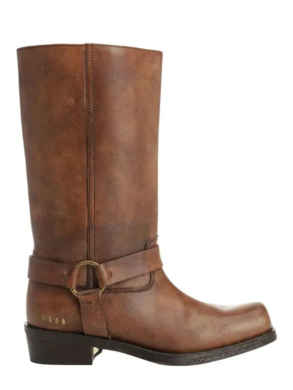 GOLDEN GOOSE High Leather Biker Boots - Brown