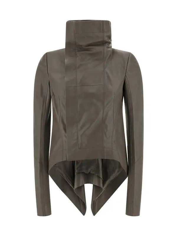 Rick Owens Naska Biker Lambskin Jacket - Gray