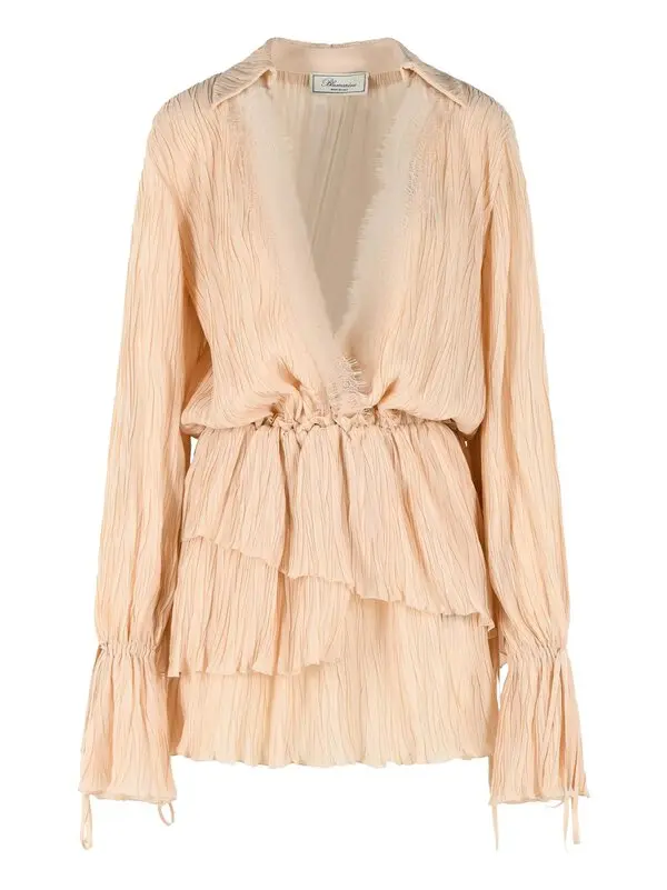 Blumarine Viscose Dress With Lace And Bow Details - Cream