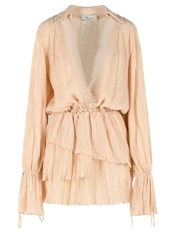 Blumarine Viscose Dress With Lace And Bow Details - Cream