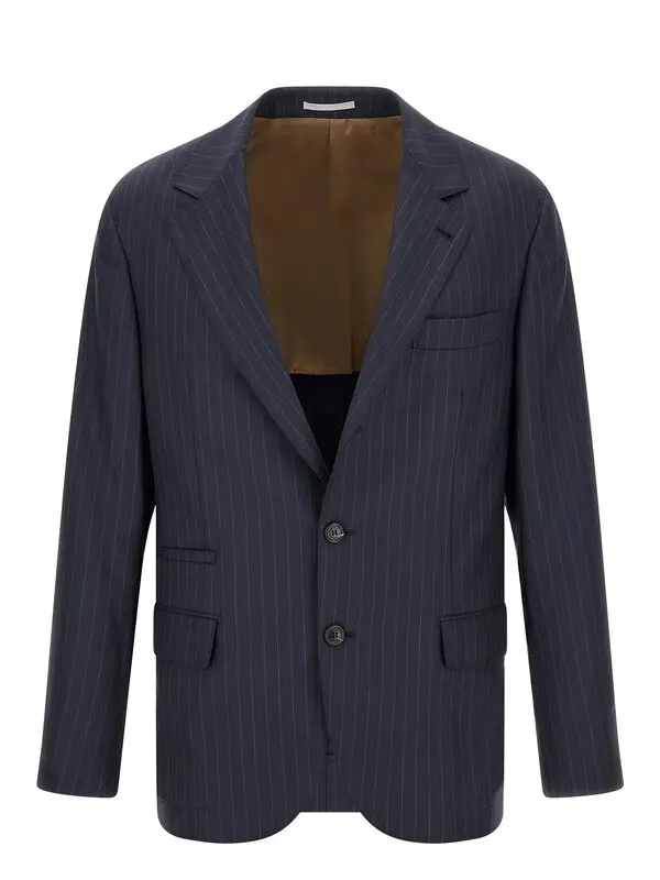 Brunello Cucinelli Pinstripe Batavia Blazer - Blue