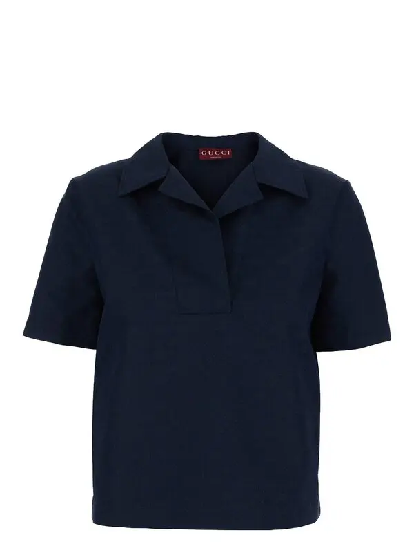 Gucci Cotton Blend Blouse With Wide Collar And V-neck - Multicolor