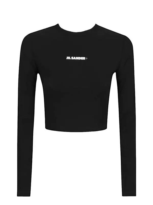 JIL SANDER Cropped Top With Logo - Black
