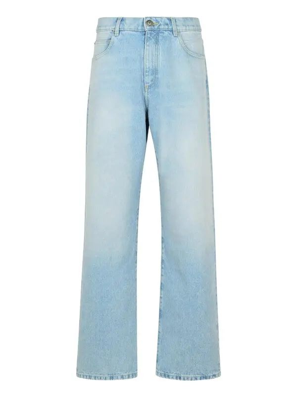Balmain Light Wash Wide Leg Jeans - Blue