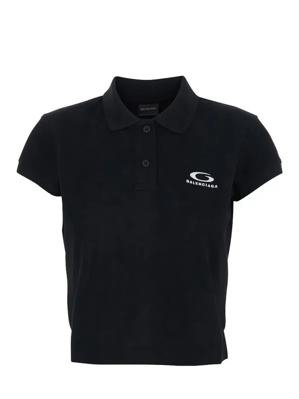 Balenciaga Cotton Logo Polo - Black