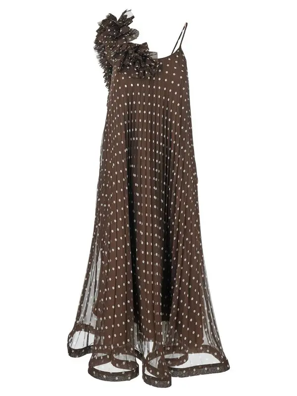 P.a.r.o.s.h Polka Dot Long Dress With Thin Straps - Multicolor