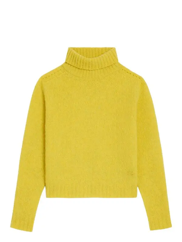 Celine Wool Cropped Turtleneck With Triomphe Embroidery - Multicolor