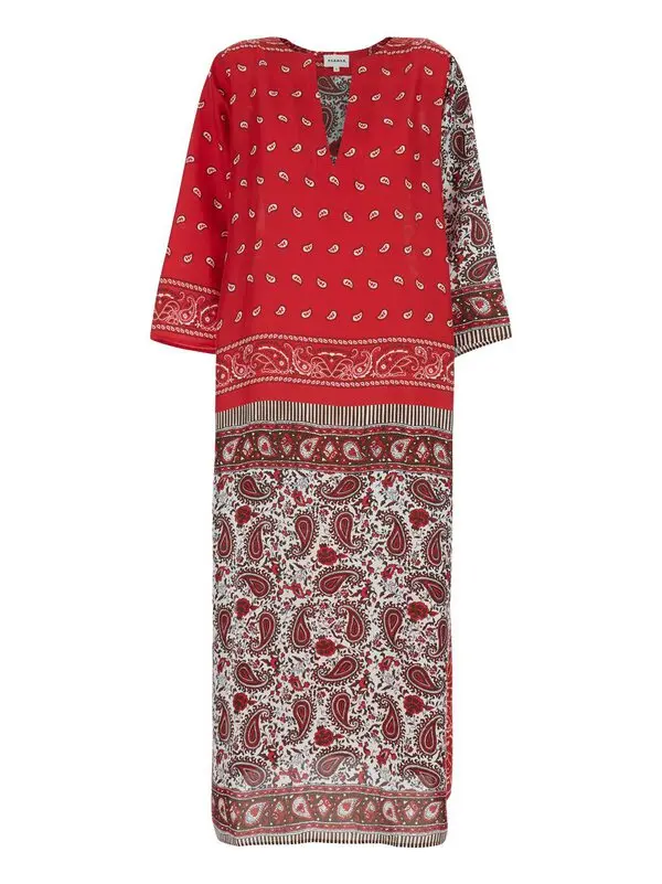 P.a.r.o.s.h Silk Caftan With All-over Bandana Motif - Red