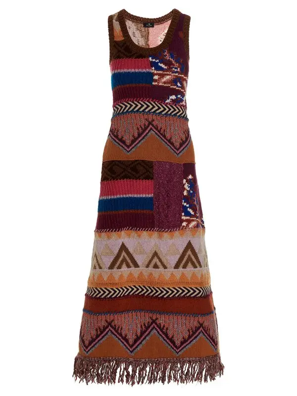 Etro Knit Maxi Dress With Fringe - Multicolor