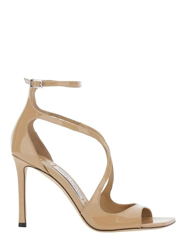 JIMMY CHOO Azia Sandals With Shaped Straps In Glitter - Multicolor