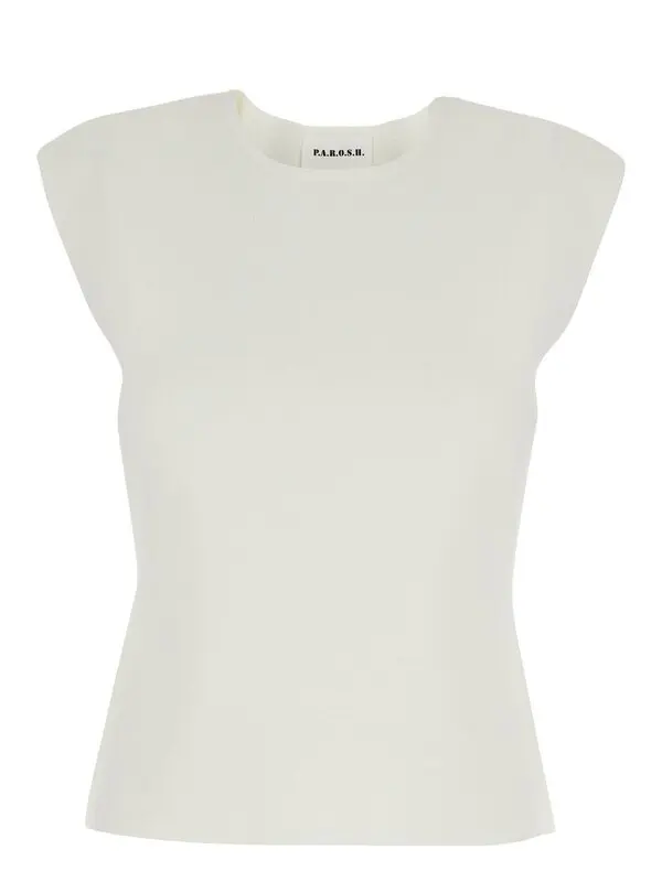 P.a.r.o.s.h Viscose Blend Round Neck Top - White