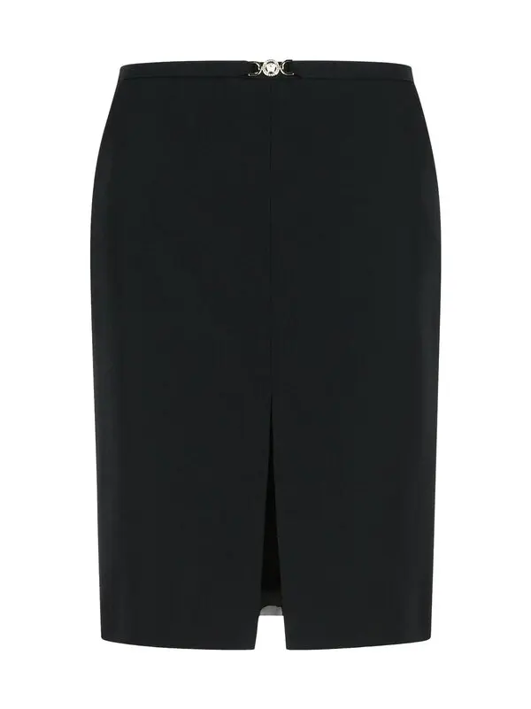 Versace Virgin Wool Skirt With Medusa Detail - Black
