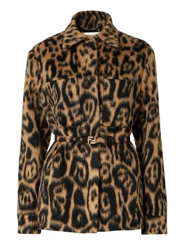 Fendi Leopard Print Belted Jacket - Multicolor