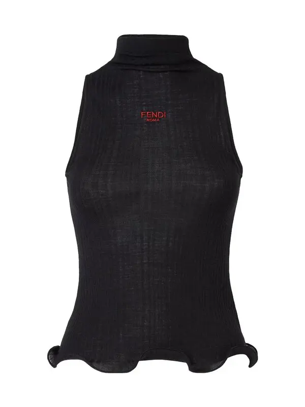 Fendi Sleeveless Logo Top - Black