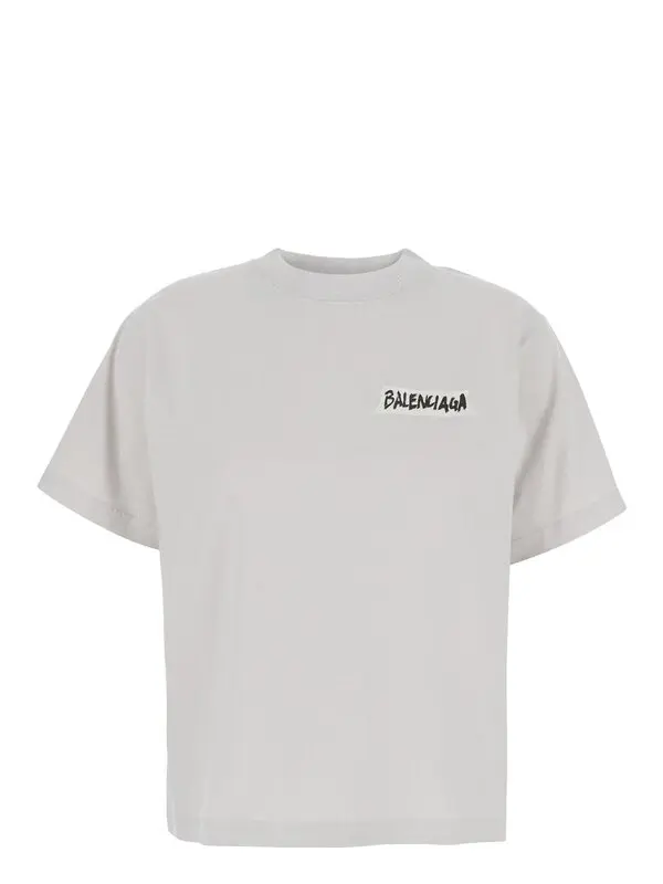 Balenciaga Cotton T-shirt With Front And Back Logo - Multicolor