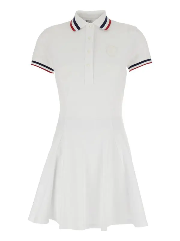 Brunello Cucinelli Short Dress With Classic Collar And Contrast Details - Multicolor