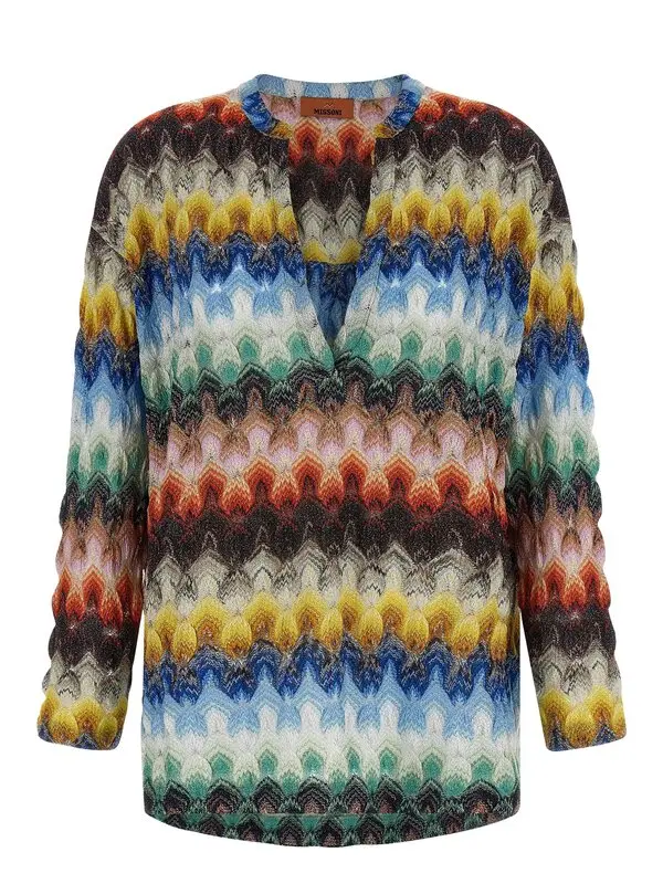 Missoni Knitted Blouse With Lace Raschel Detail - Multicolor