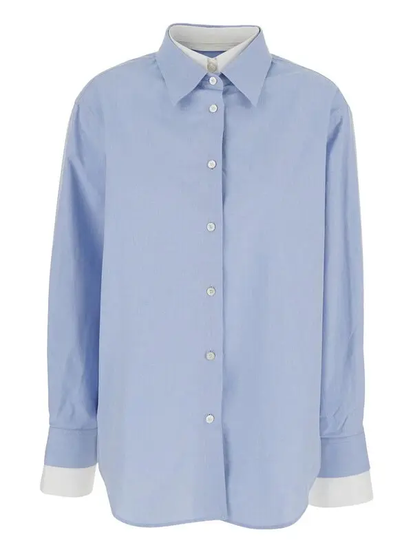 Acne Studios Sitara Melange Cotton Shirting" Classic Collar Shirt - Multicolor