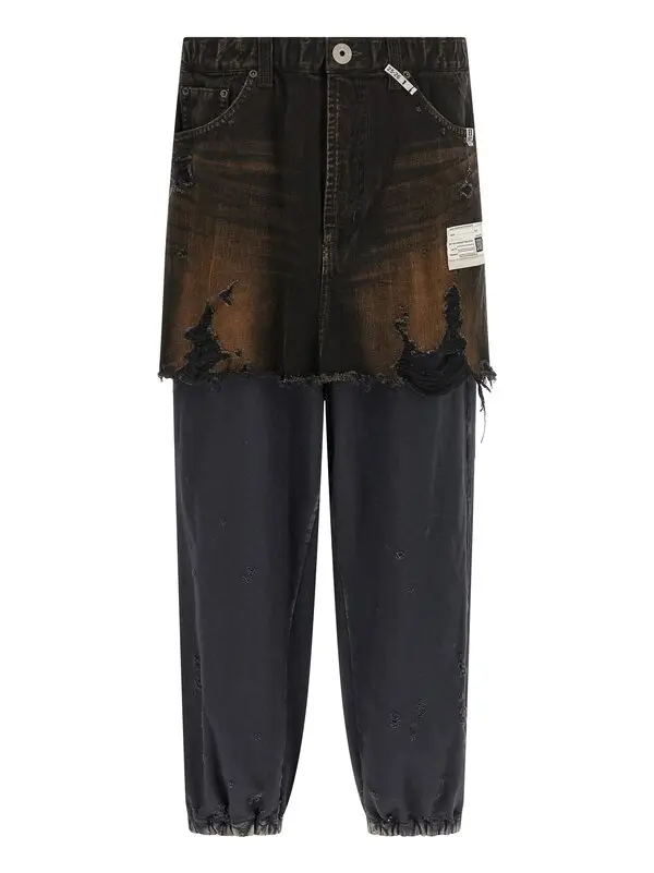 Mihara Yasuhiro Layered Denim Pants - Black