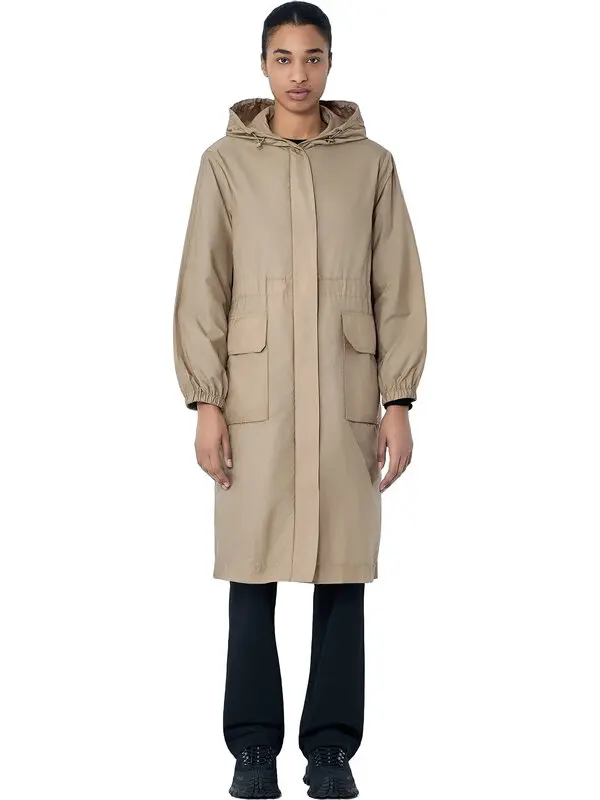 Moncler Hooded Parka Coat In Nylon - Cream