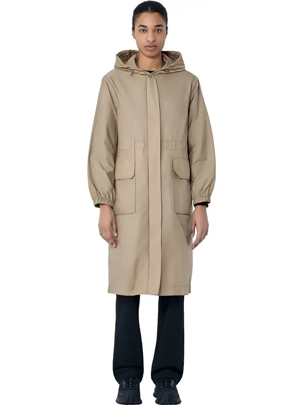Moncler Hooded Parka Coat In Nylon - Cream