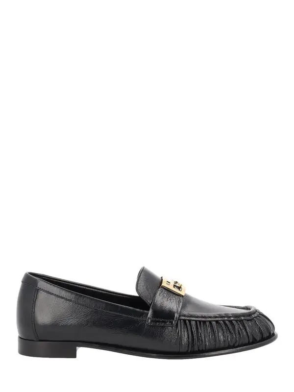Fendi Leather Moccasins With Gold Tone Hardware - Black