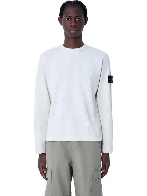 Stone Island Textured Knit Crewneck Sweatshirt With Logo Patch - Multicolor