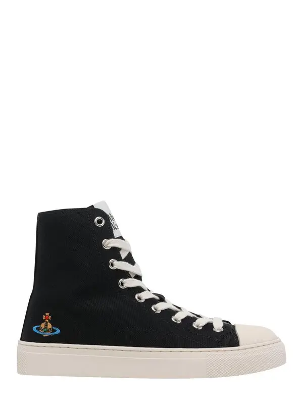 VIVIENNE WESTWOOD High-top Sneakers With Embroidered Logo - Black