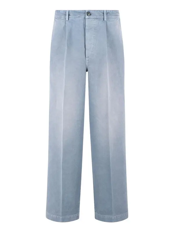 Marni Wide Leg Cotton Canvas Trousers - Blue