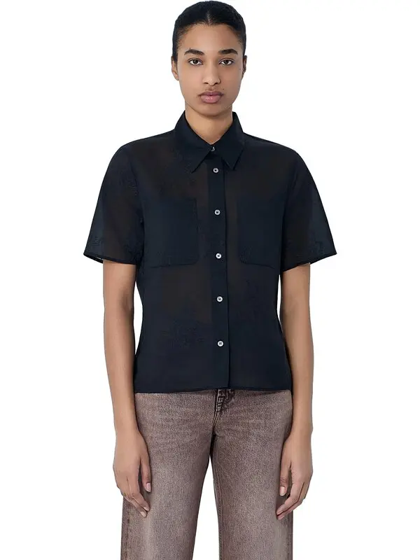 Our Legacy Sheer Button-down Shirt With Chest Pockets - Black