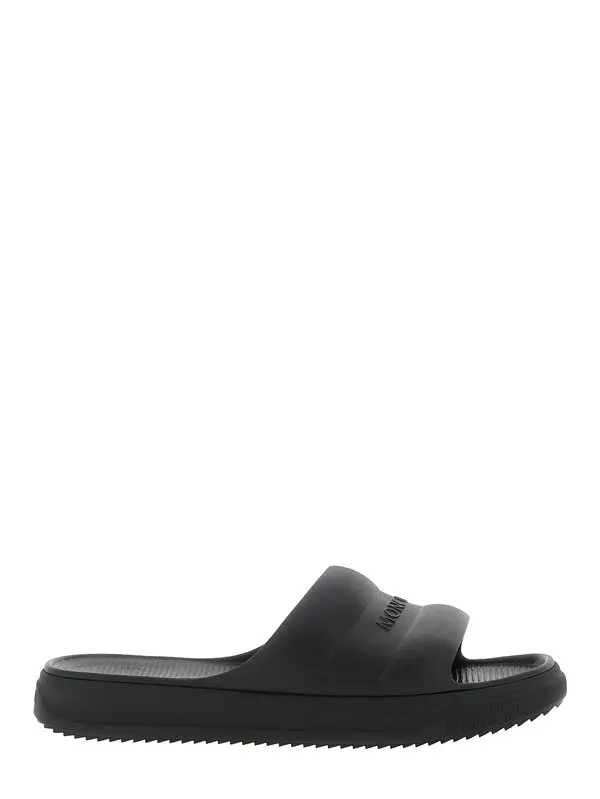 Moncler Altive Embossed Logo Slides - Black