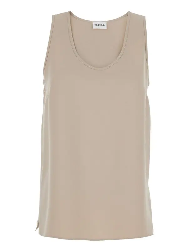 P.a.r.o.s.h Sleeveless Top With Round Neck - Cream