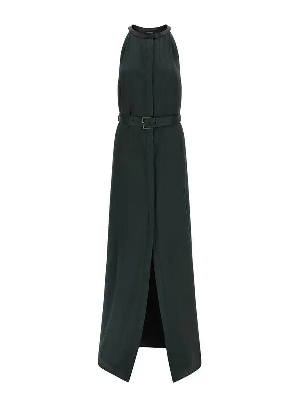 TOM FORD American Neckline Crepe Satin Dress - Green