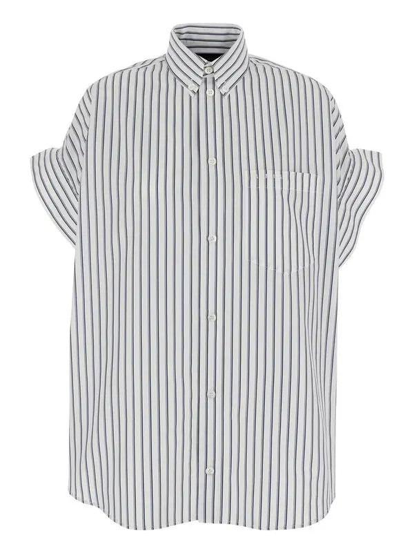 Balenciaga Striped Cotton Shirt With Button-down Collar - Multicolor