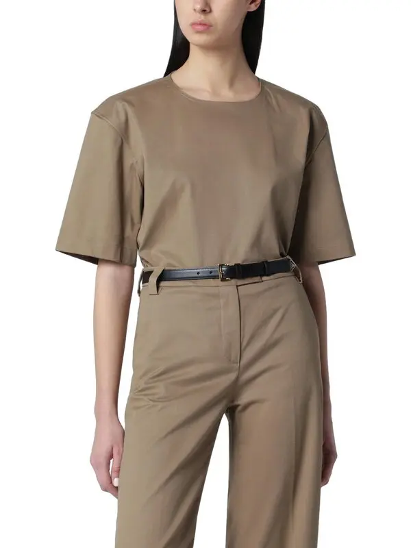THELATEST Short Sleeve Cotton Top - Brown
