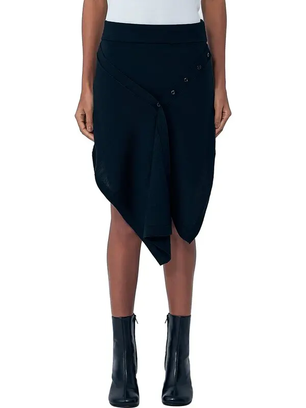 LEMAIRE Lemiare Asymmetrical Buttoned Ribbed Skirt - Black