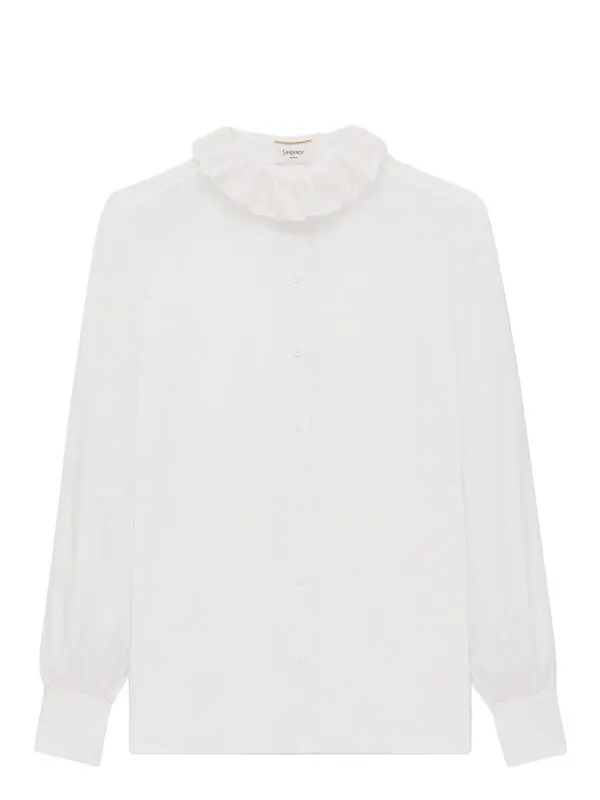 Saint Laurent Certified Cotton Shirt With Lace Pierrot Collar - Multicolor