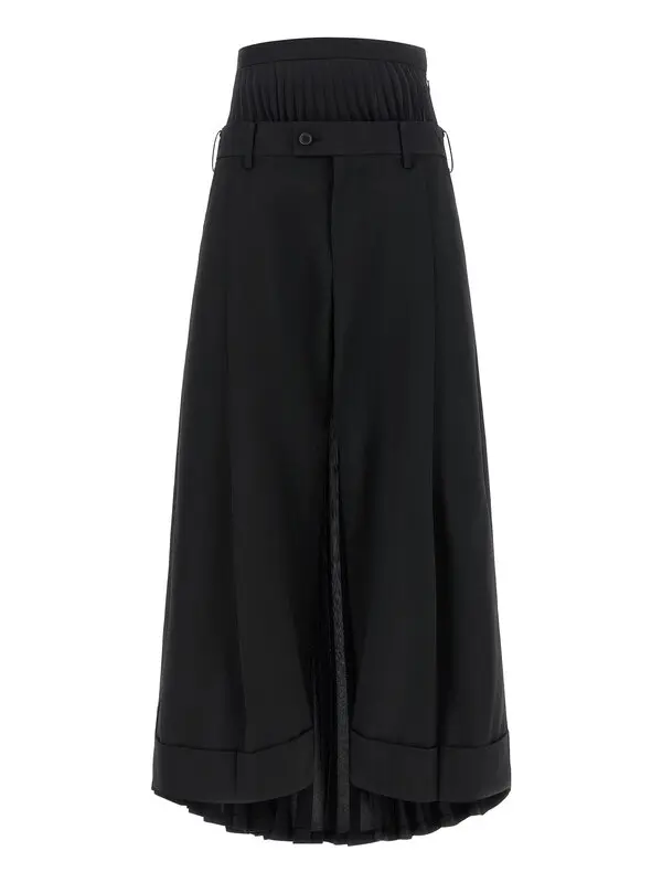 Junya Watanabe Pleated Wool Blend Trousers - Black