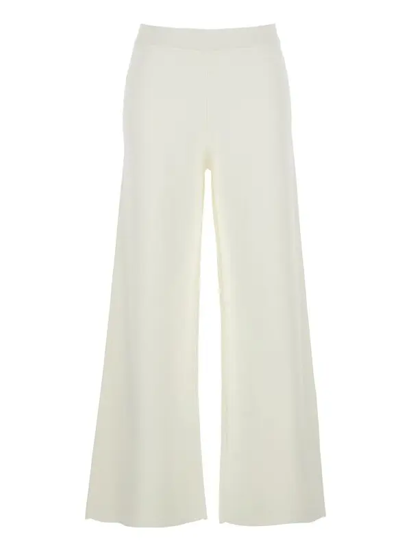 P.a.r.o.s.h Wide Leg Pull-on Pants In Viscose Blend - White