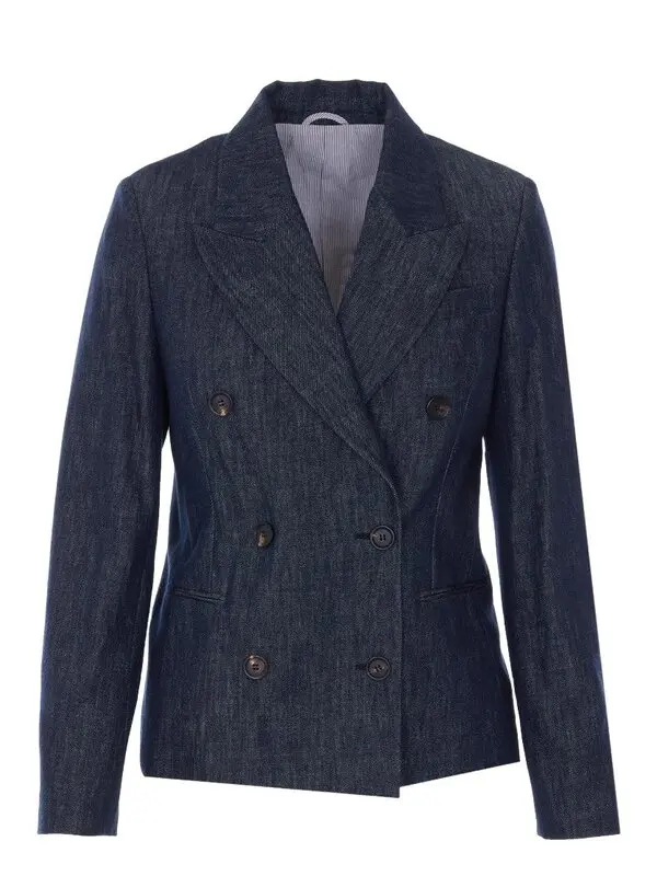 Brunello Cucinelli Denim Double-breasted Jacket - Blue