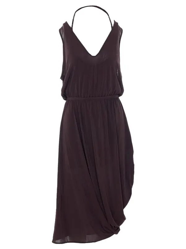 LEMAIRE Sleeveless Gathered Halter Neck Dress - Brown
