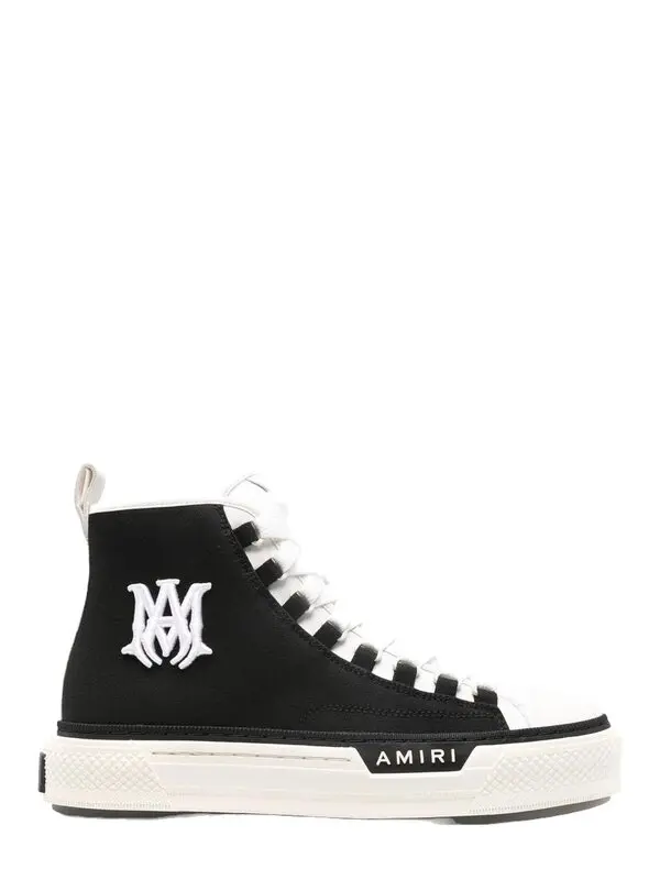 Amiri High-top Canvas Trainers With Embroidered Monogram - Black