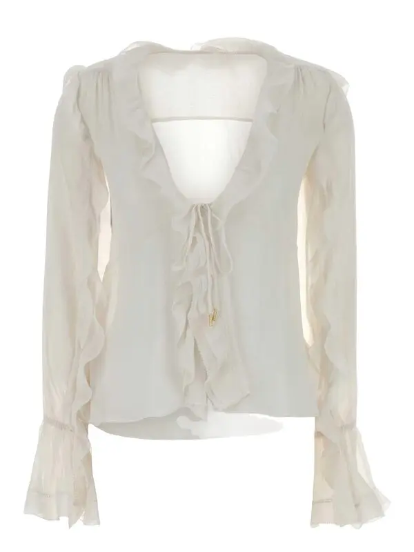 Alberta Ferretti Crepe Blouse - White