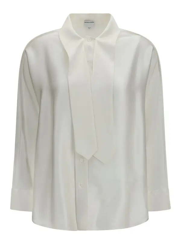 Bottega Veneta Oversized Fluid Silk Satin Shirt - White