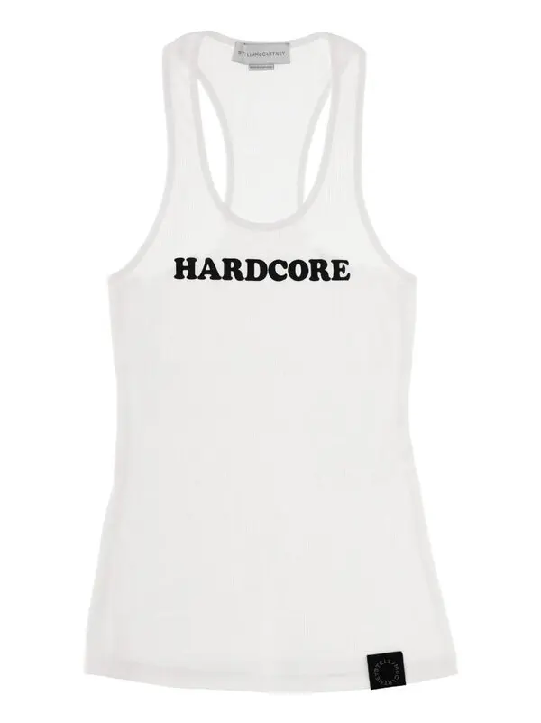 Stella McCartney Ribbed Tank Top With "hardcore" Print - White