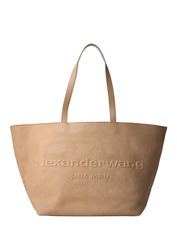 Alexander Wang Crackle-finish Leather Punch Tote Bag - Cream