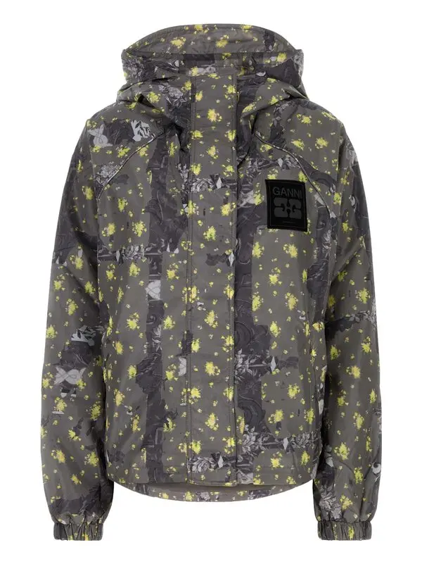 GANNI Printed Nylon Hooded Jacket - Multicolor